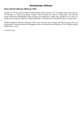 "Smokejumper Obituary: Davis, Wardell Alphonzo (Missoula 1945)" by ...