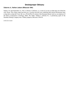 "Smokejumper Obituary: Osborne Jr., Nathan Judson (Missoula 1946)" by ...