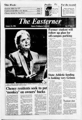 "Easterner, Volume 37, No. 12, January 16, 1986" by Eastern Washington ...